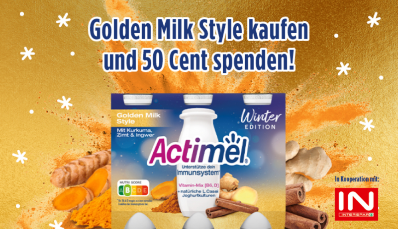 Actimel Golden Milk Style und Interspar spenden - Tu was - oe3.ORF.at